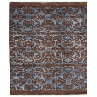 Hand-knotted Pak Finest Transitional Brown Wool Rug - 7'11" x 9'7"/7'11 ...