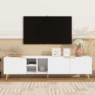 TV Stand Cabinet with Storage, Geometric TV Console for 80" TVs. - Bed ...