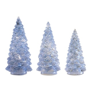 Set of 3 LED Blue Frosted Glass Christmas Tree Tabletop Decorations 9. ...