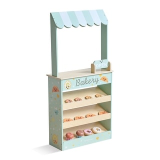 Teamson Kids Wooden Bakery Stand with 1 Pretend Play 2 Pastry Pieces ...