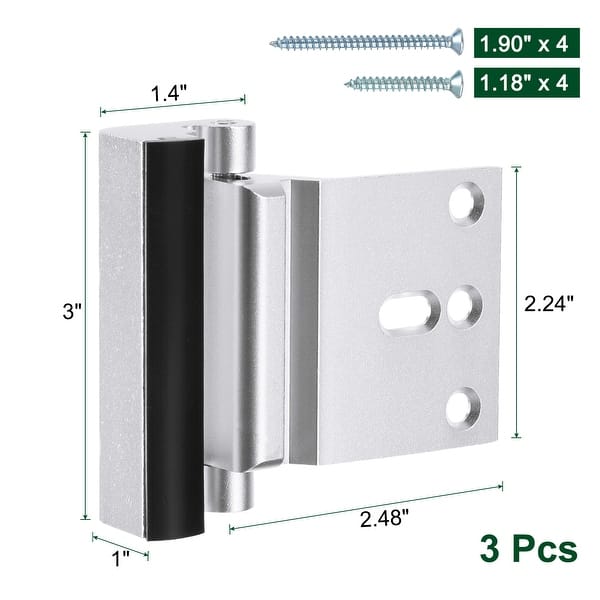 3 Set Home Security Door Lock Reinforcement Safety Latch Front Doors ...
