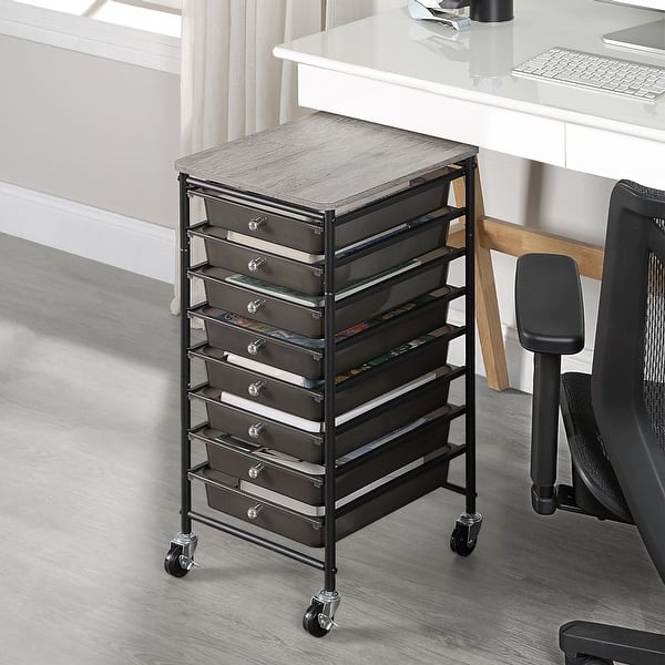 SunnyPoint Wooden Top Compact Rolling Storage 8 Drawers Organizer ...