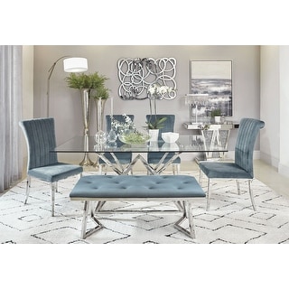Beaufort Chrome and Grey Rectangular Dining Set - Bed Bath & Beyond - 37403121