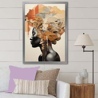 Designart "Minimalism African Woman Portrait" Africa Framed Wall Art ...