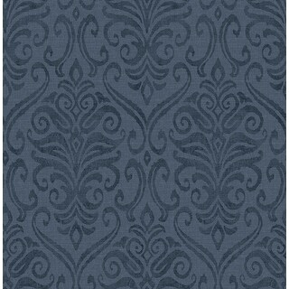 Chesapeake Adavu Blue Damask Wallpaper - Bed Bath & Beyond - 43528750
