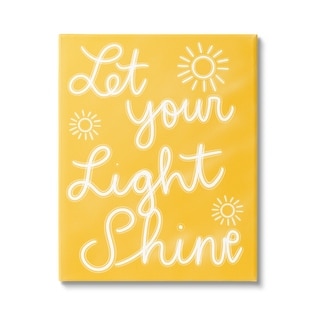Stupell Let Your Light Shine Yellow Phrase Canvas Wall Art by Ashley ...