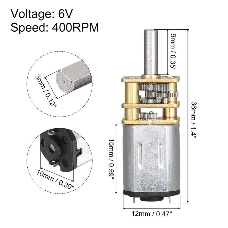 Micro Speed Reduction Gear Motor, DC 6V with Full Metal Gearbox 2 Pack ...