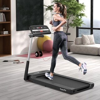 Foldable 2.25 HP Treadmill with APP Control and Interactive LED Display ...