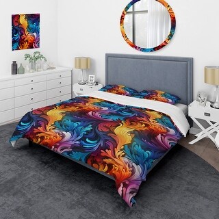 Designart "Popart Psychedelic Swirls II" Modern Bed Cover Set With 2 ...