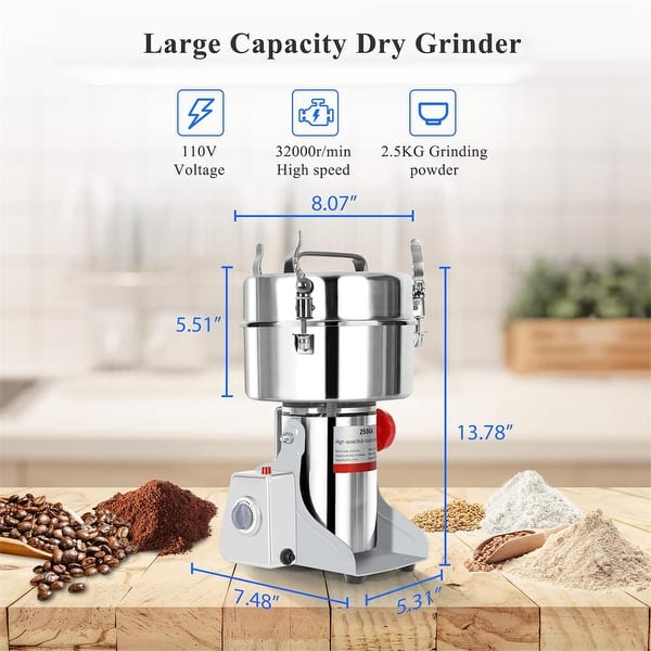 750G/1000G/2500G Electric Dry Grain Mill Grinder Powder Machine Herb ...