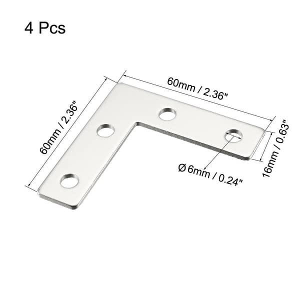 Flat Angle Bracket Plate L Shape Repair Joining Support Brace, 4Pcs ...