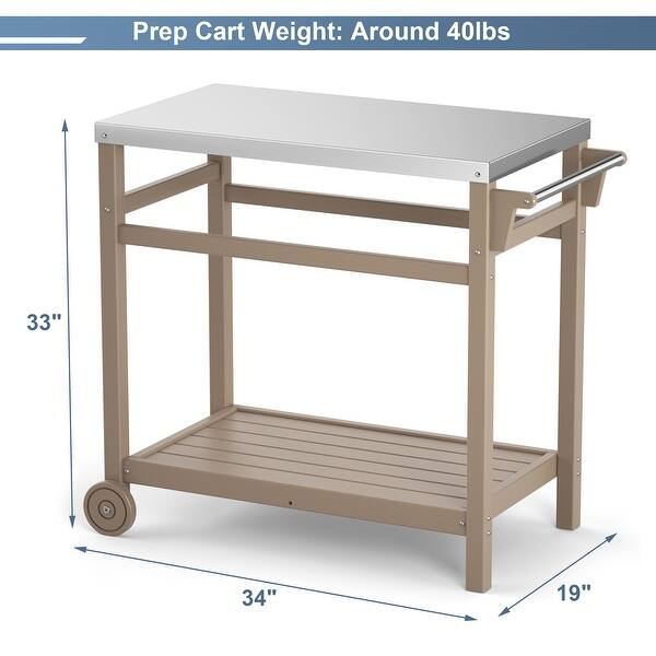 Outdoor Steel Movable Dining Cart Table with 4 Weels - Bed Bath ...