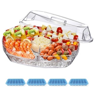 Appetizer Serving Tray on Ice, 15 Inch Party Platter with 4 Ice Cube ...