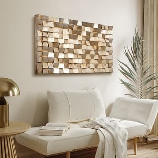 "Textured 1" Handed Painted Rugged Blocks with Yellow Leaf Wall Art ...