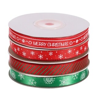 4 Roll Christmas Ribbons 25 Yards Merry Christmas Snowflake Twill ...
