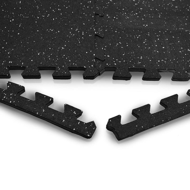 Puzzle Exercise Mat High Density Rubber Interlocking Gym Tiles (Grey ...