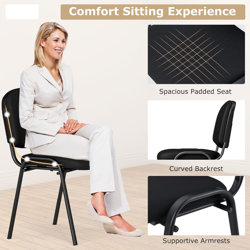 Gymax Set of 5 Stackable Mid Back Conference Guest Reception Chair ...