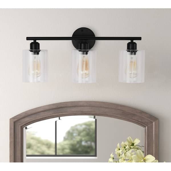 Modern 3-Light Cylinder Glass Style Over Mirror Vanity Lighting Fixture ...