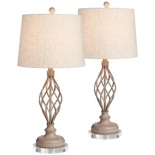 Country Cottage Table Lamps Set of 2 with Round Risers 29" Tall - 13" x ...