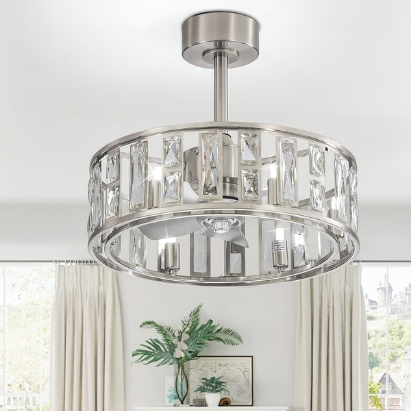 Oaks Aura 20in.Futuristic Modern Flush Mount Ceiling Fan with Light,6 ...