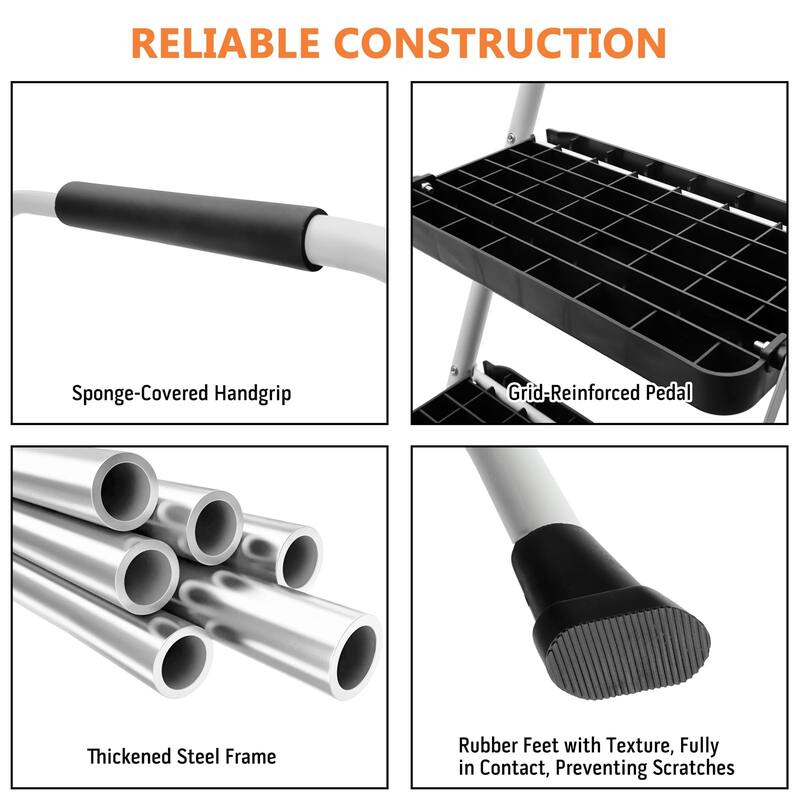 3 Step Ladder, Lightweight Portable Foldable Collapsible Folding Sturdy ...