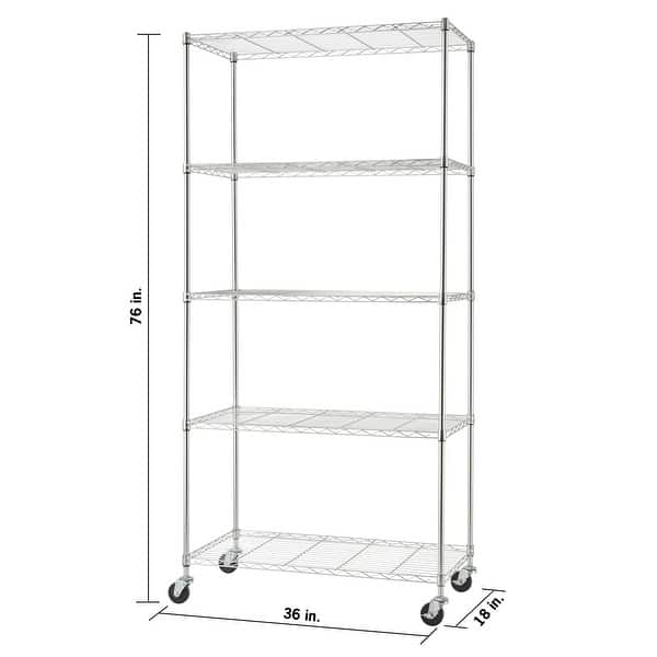 TRINITY BASICS® EcoStorage® 5-Tier 36x18x72 Chrome Wire Shelving w ...