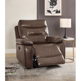 Contemporary Style Leather Motion Recliner with Pillow Top Arm and ...