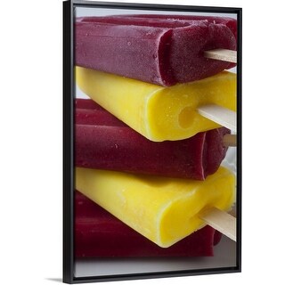 "Stack of frozen ice pops, ice cream on a stick" Black Float Frame ...
