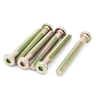 M8 x 65mm Threaded Hexagon Socket Head Cap Screw Bolt Bronze Tone 6 Pcs ...