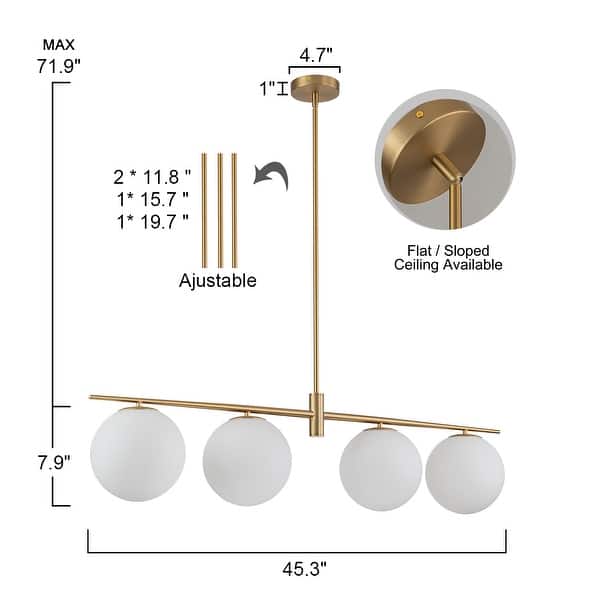 4 - Lights Modern Linear Globe Chandelier Kitchen Island Pendant Light - Bed Bath & Beyond ...