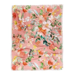 Ninola Design Summer Oleander Floral Coral Made To Order Throw Blanket ...