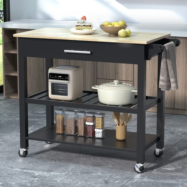 Kitchen Island Cart, 3 Tier Kitchen Island on Wheels with Storage ...