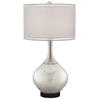 Modern Table Lamp Round Black Riser 30 1/2" Tall Mercury Glass - 17" x ...