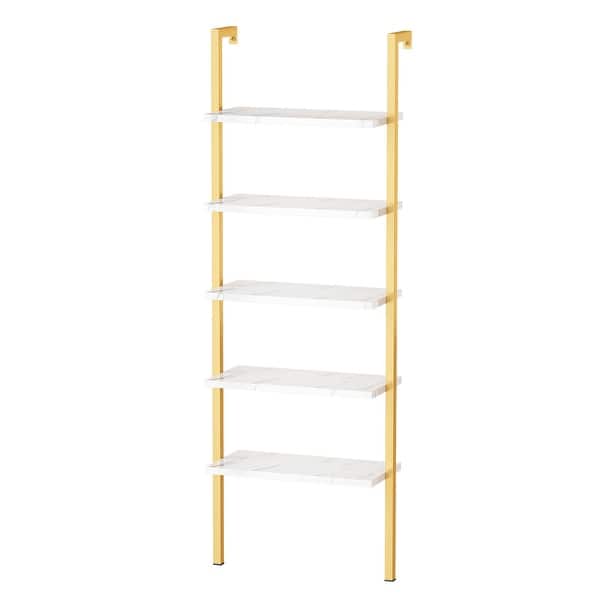 Industrial 5-Tier Wall Mount Ladder Bookcase Metal Frame Storage Rack ...