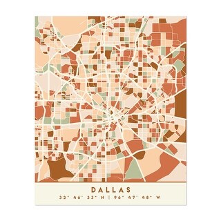 Dallas Texas DALLAS TEXAS CITY MAP EARTH TONES Maps Art Print/Poster ...