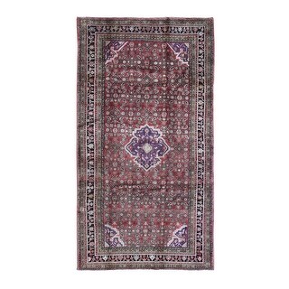Shahbanu Rugs Red Vintage Persian Hamadan Small Medallion Herat Fish ...