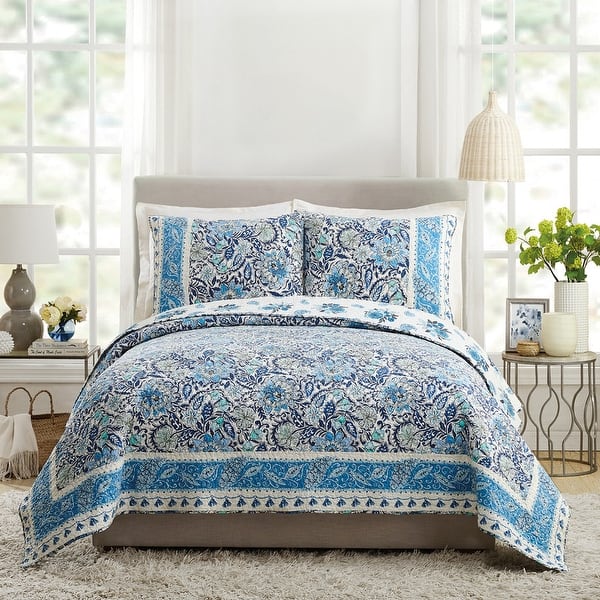 Dena Home Bisou Floral King Quilt Set, 3 Pieces - Bed Bath & Beyond ...