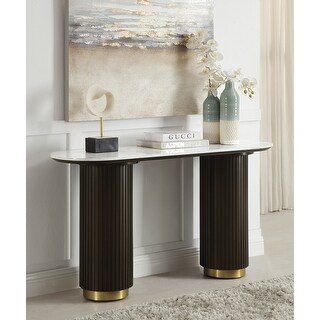 Manilla Ivory White Sofa Table with Marble Top - Bed Bath & Beyond ...