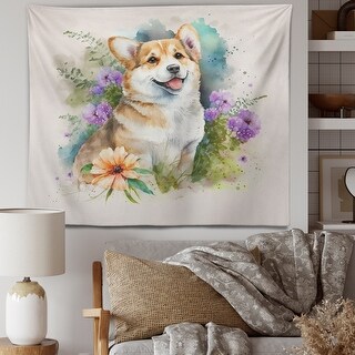 Designart 'Cute Little Corgi Dog' Animals Dog Corgi Gangster Mafia Wall ...