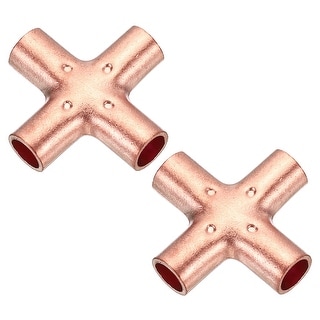 2pcs 1/4 Inch ID Copper Cross Pipe Fitting 4 Way Copper End Feed Equal ...