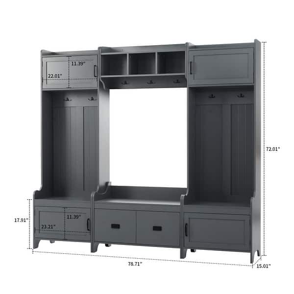 Multi-Functional Freestanding Wooden 4-in-1 Modular Hall Tree - Bed ...