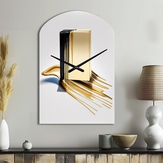 Black And Gold Cubic Expression VIII - Abstract Cubism Large Wall Clock ...