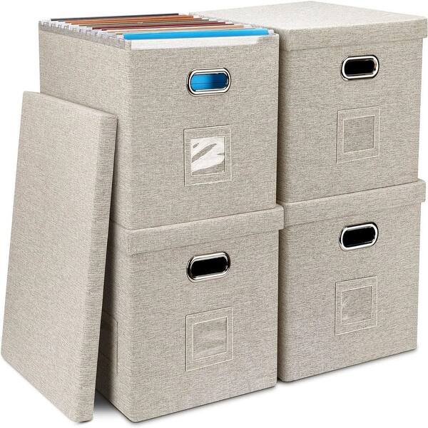 File Organizer Box Beige 4 Pack - Bed Bath & Beyond - 39427230