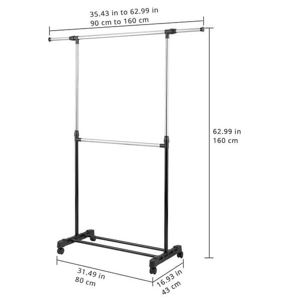 Single/Dual-bar Vertical & Horizontal Stretching Stand Clothes Rack ...