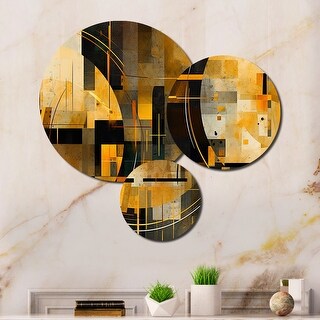 Designart "Gold and Black Cubist Visions II" Cubism Metal Wall Decor ...