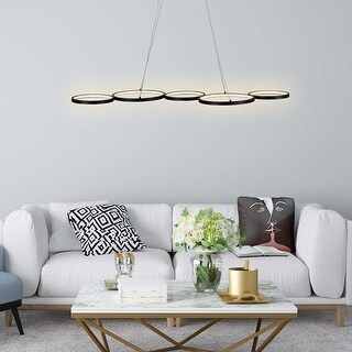 Modern 5 Rings Ceiling Light fixtures Black Chandelier - Bed Bath ...