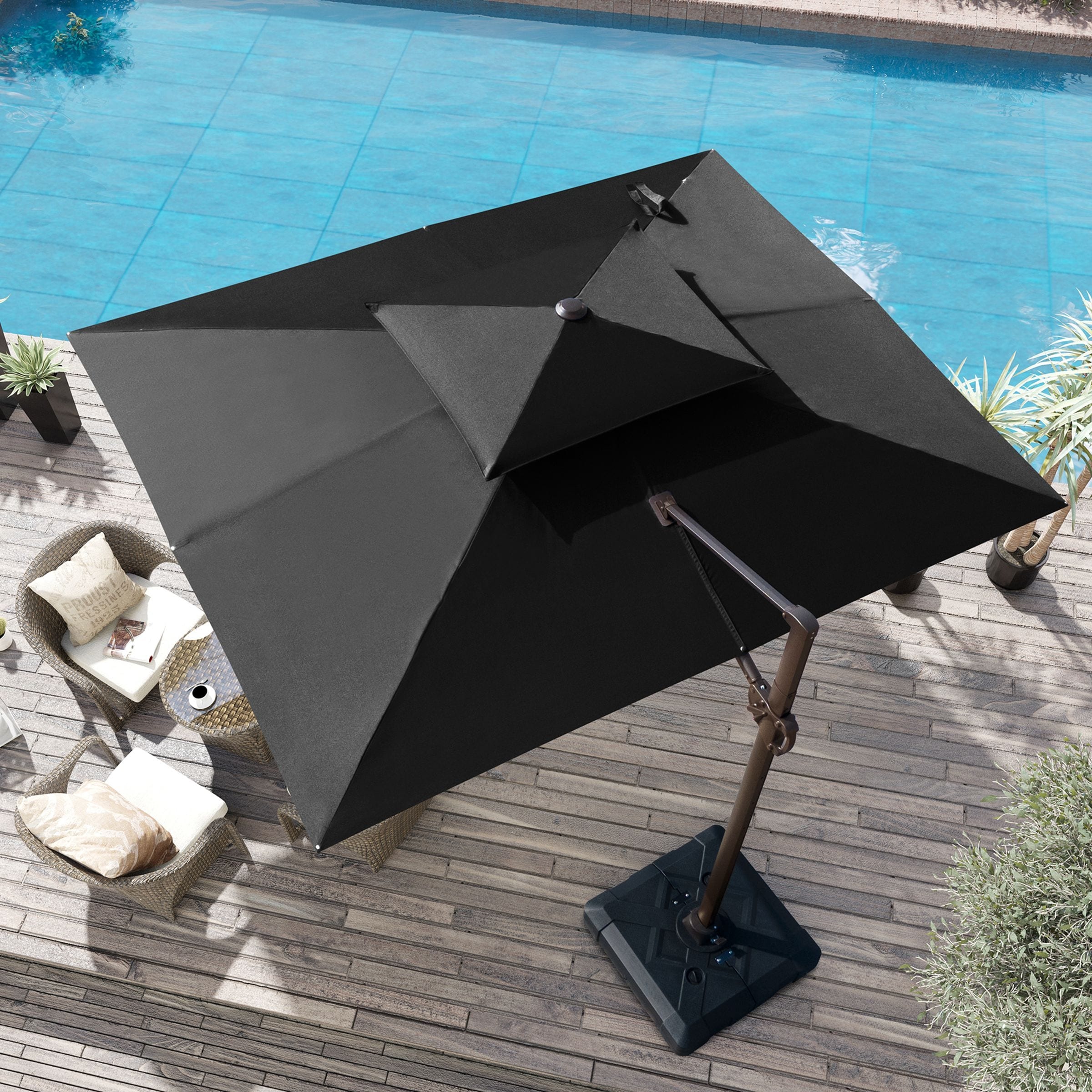 10ft undefined10ft Square Cantilever Tilt Patio Umbrella With 360 ...