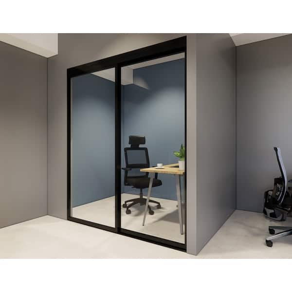 2 Sliding Clear Glass Panels, Office Entrance Kit, Fast Setup, Quality ...