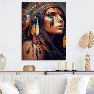 Designart 'Colorful Native American Woman V' Native American Woman ...