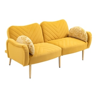 Mustard Classic Polyester Low Back Sleeper Sofa for Bedroom 2 Seater ...